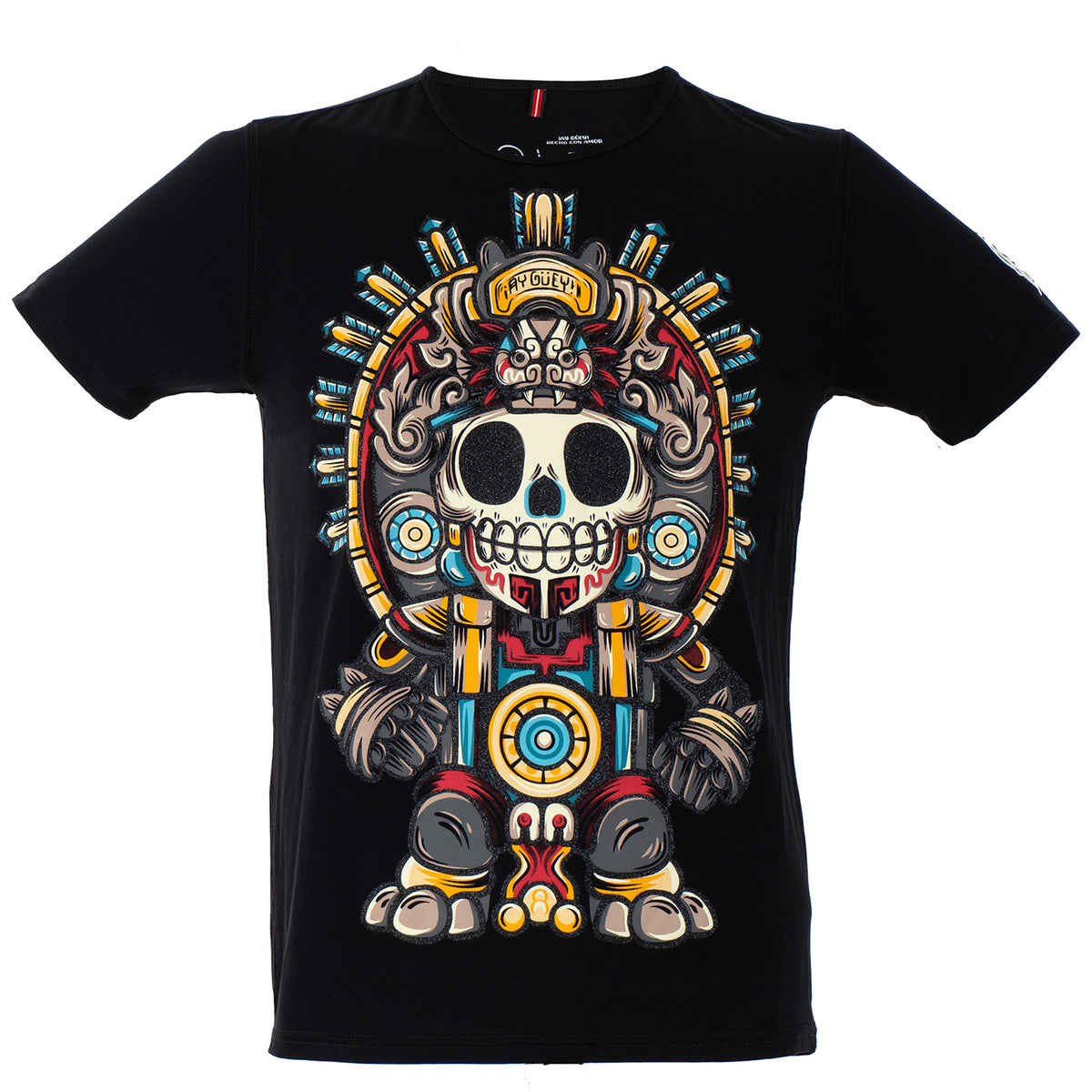 Playera estampada con aplicación de shimmer negro para hombre - Modelo – ¡Ay Güey! México