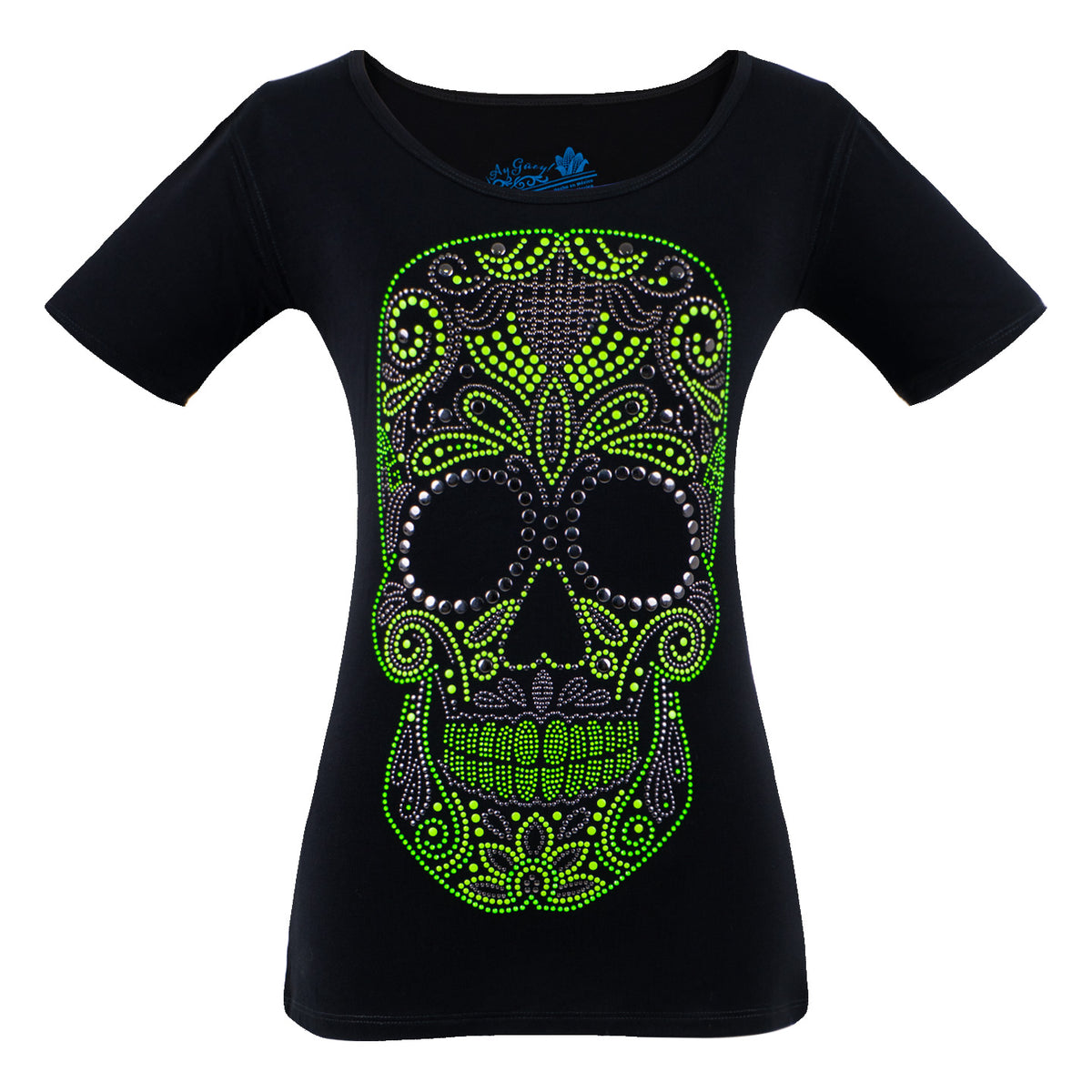 Playera estampada con aplicación de pedrería para mujer - Modelo CORUN ...