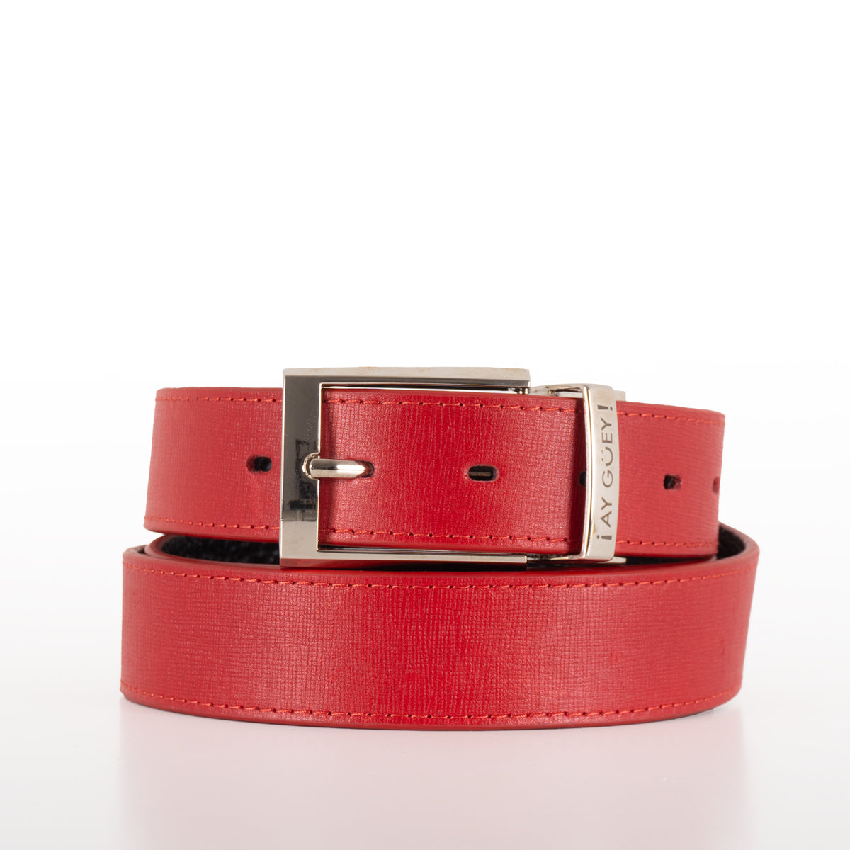 Cinturón de Piel Reversible - Modelo KUPURI - Color Rojo/Negro – ¡Ay ...